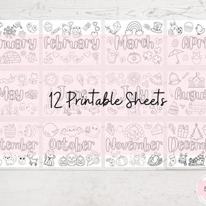 Months of the Year Coloring Pages, 12 Printable Coloring Sheets ...