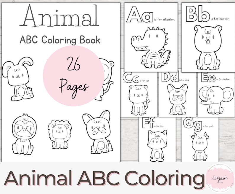 Animal ABC Coloring Pages: Preschool Homeschool Printable (PDF) - Etsy