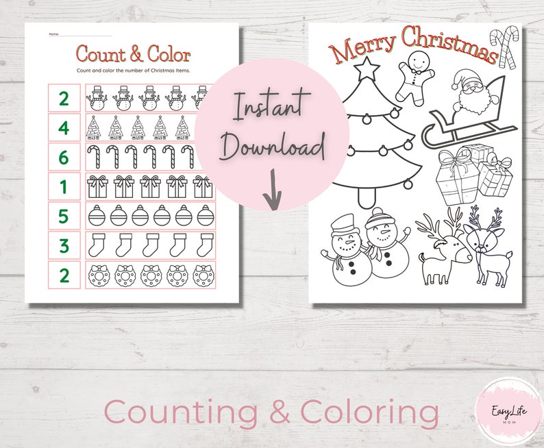 Christmas Activity Bundle: Preschool Worksheets, Coloring Pages (PDF ...