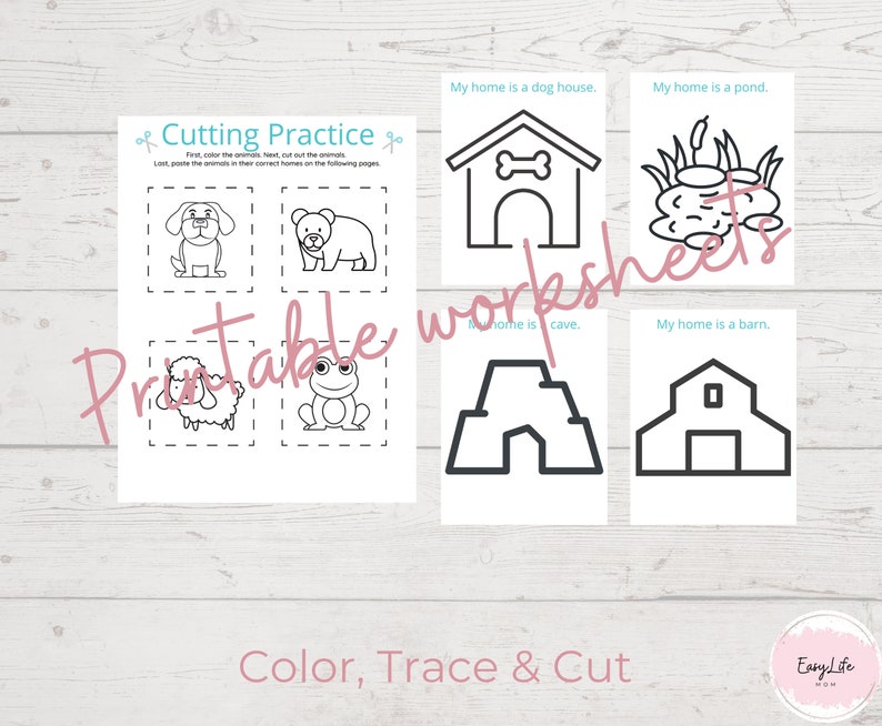 Cutting and Tracing Practice: Pre-writing Skills Worksheets (PDF) - Etsy