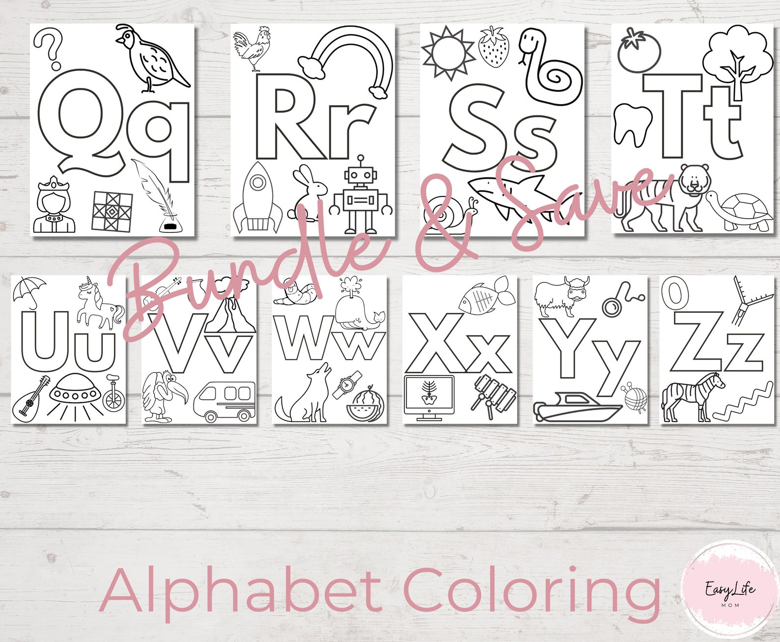 46 Alphabet & Number Coloring Pages Coloring Book Coloring - Etsy