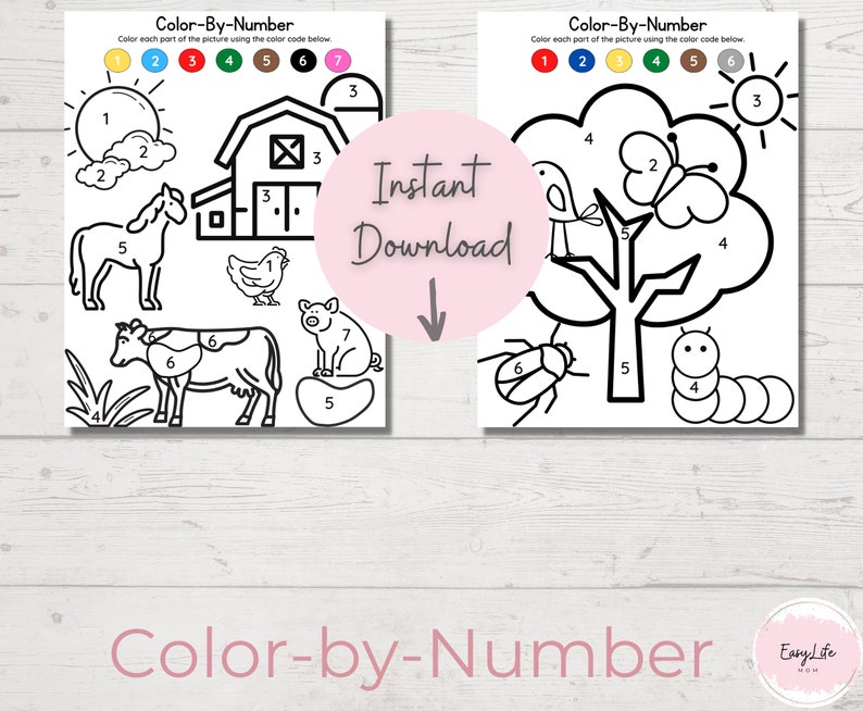 Color by Number Kids Preschool Prek Worksheet Homeschool - Etsy Color by Number Kids Preschool Prek Worksheet Homeschool - Etsy