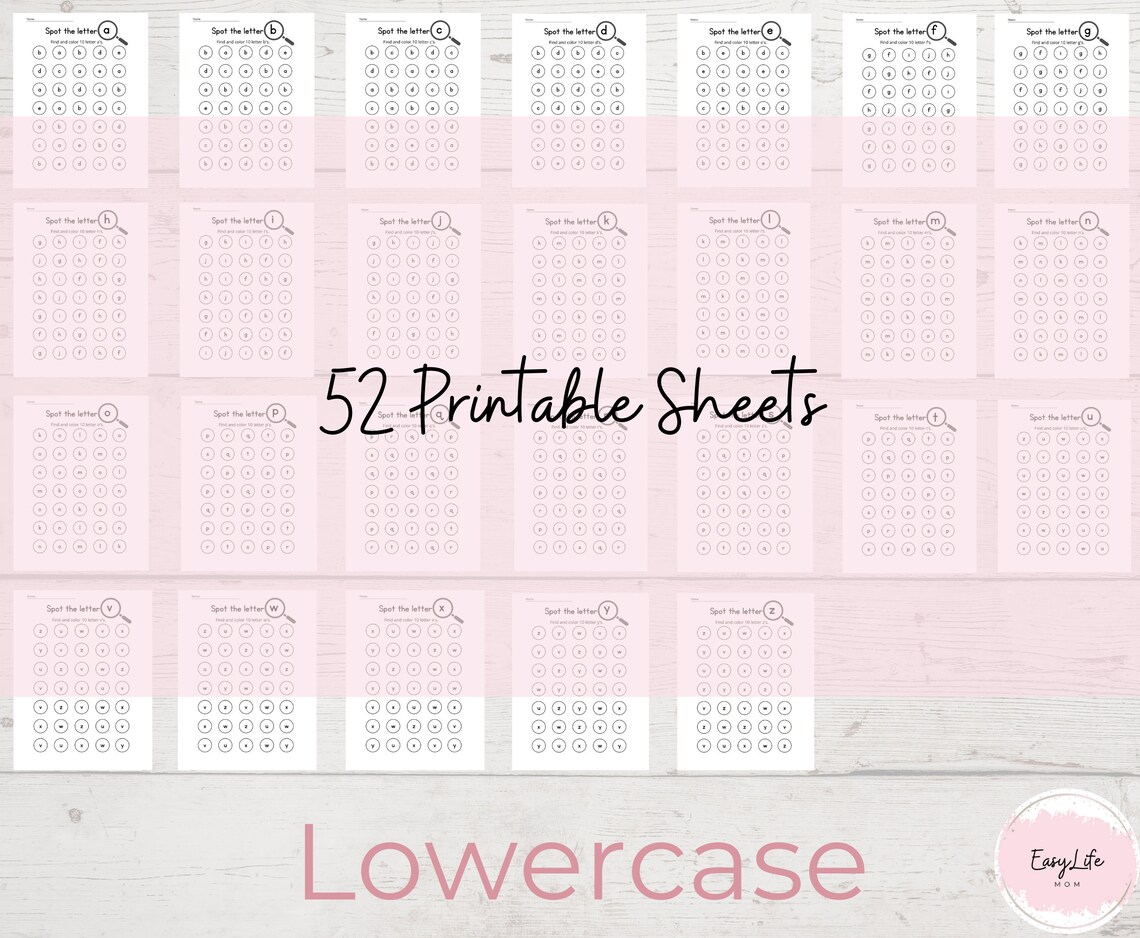 Spot the Letter Alphabet Worksheets: Uppercase & Lowercase (PDF ...