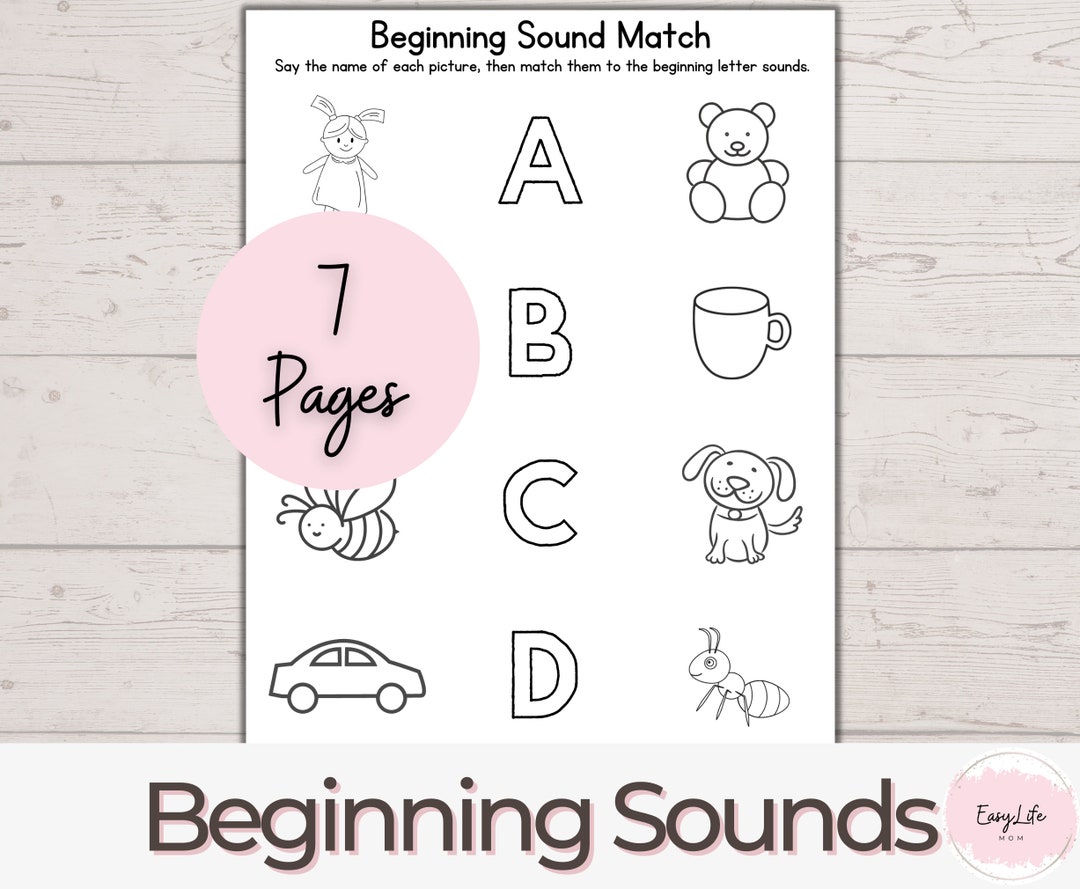 Beginning Sounds Matching, Preschool Activities, Prek Worksheets ...