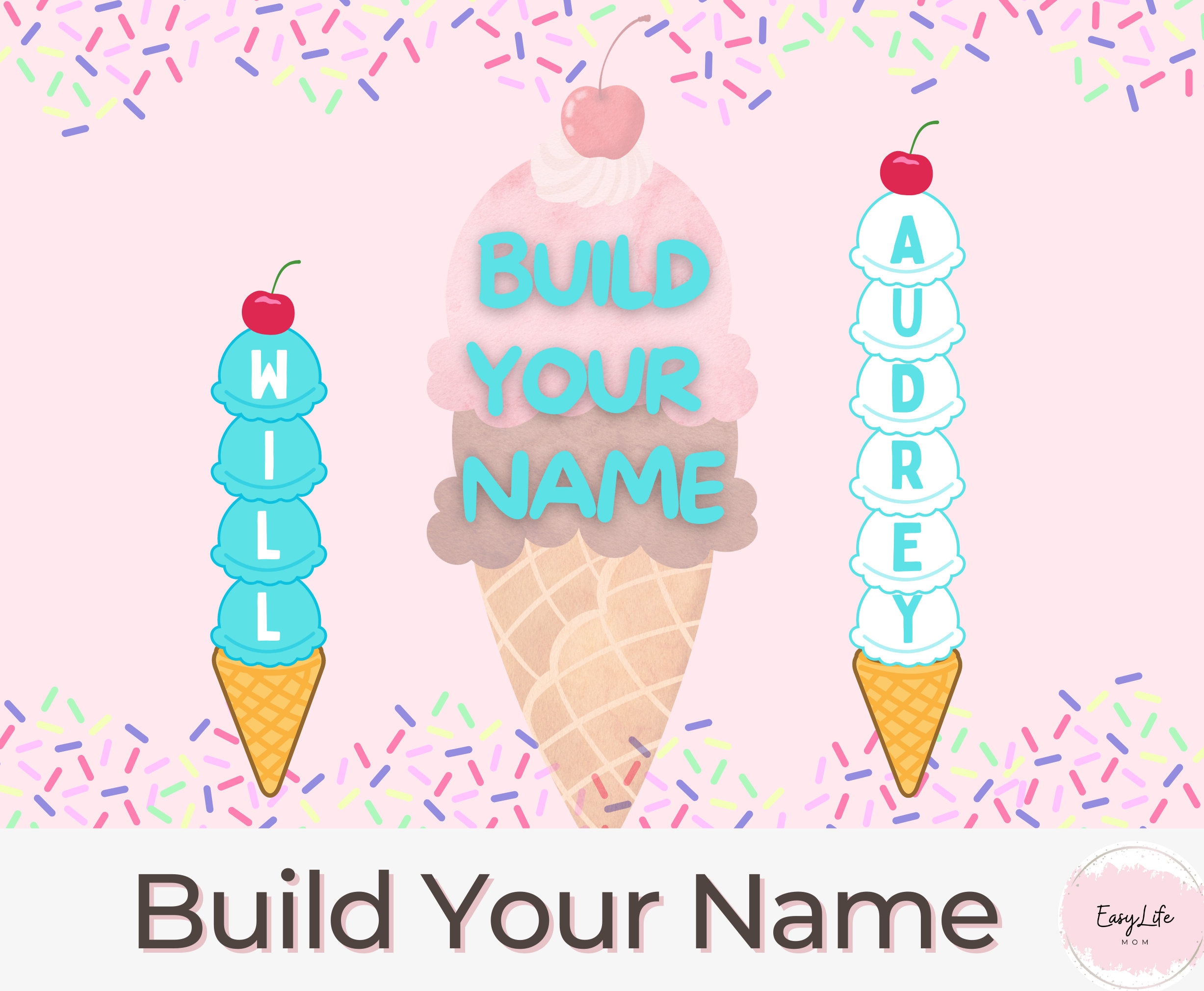 Ice Cream Name Activity Craft, Building My Name, Printable Prek ...