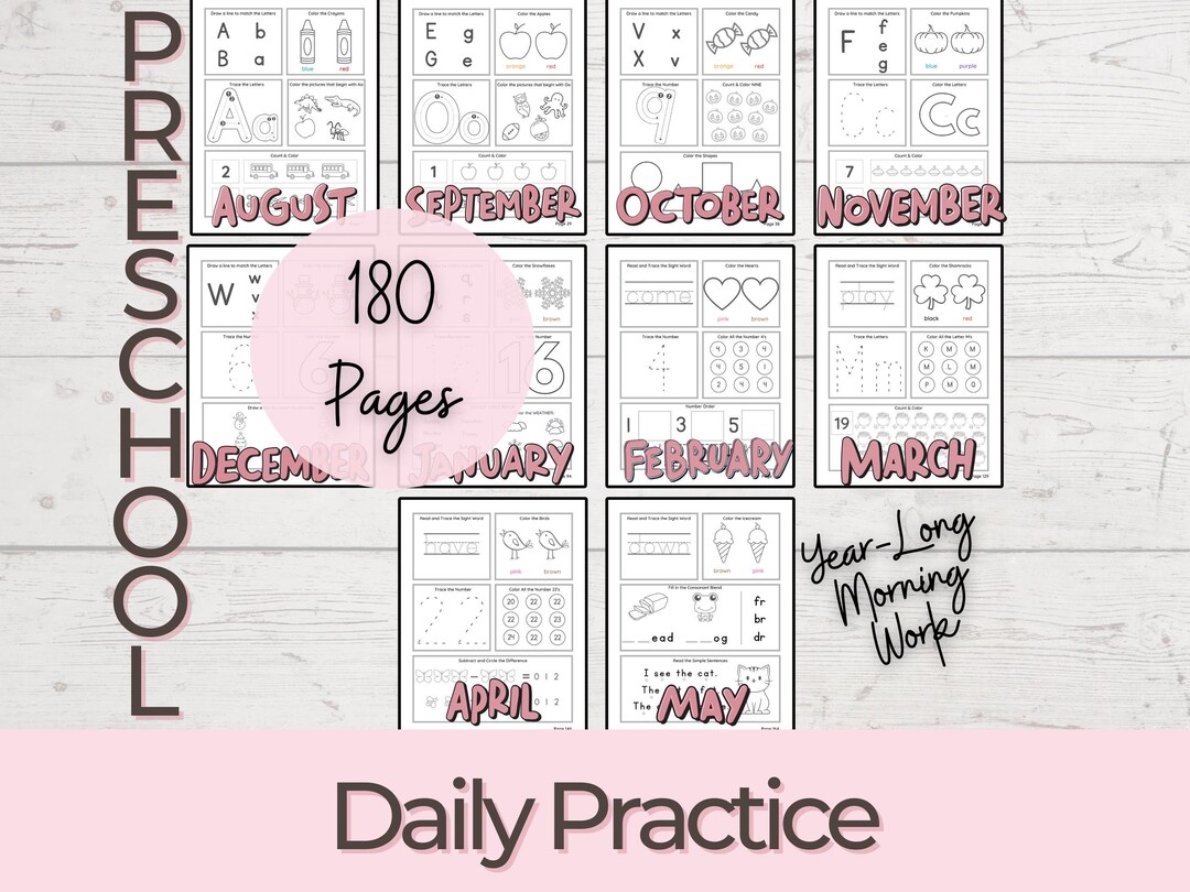 Preschool Daily Review Sheets | Alphabet & Number Coloring | Preschool ...