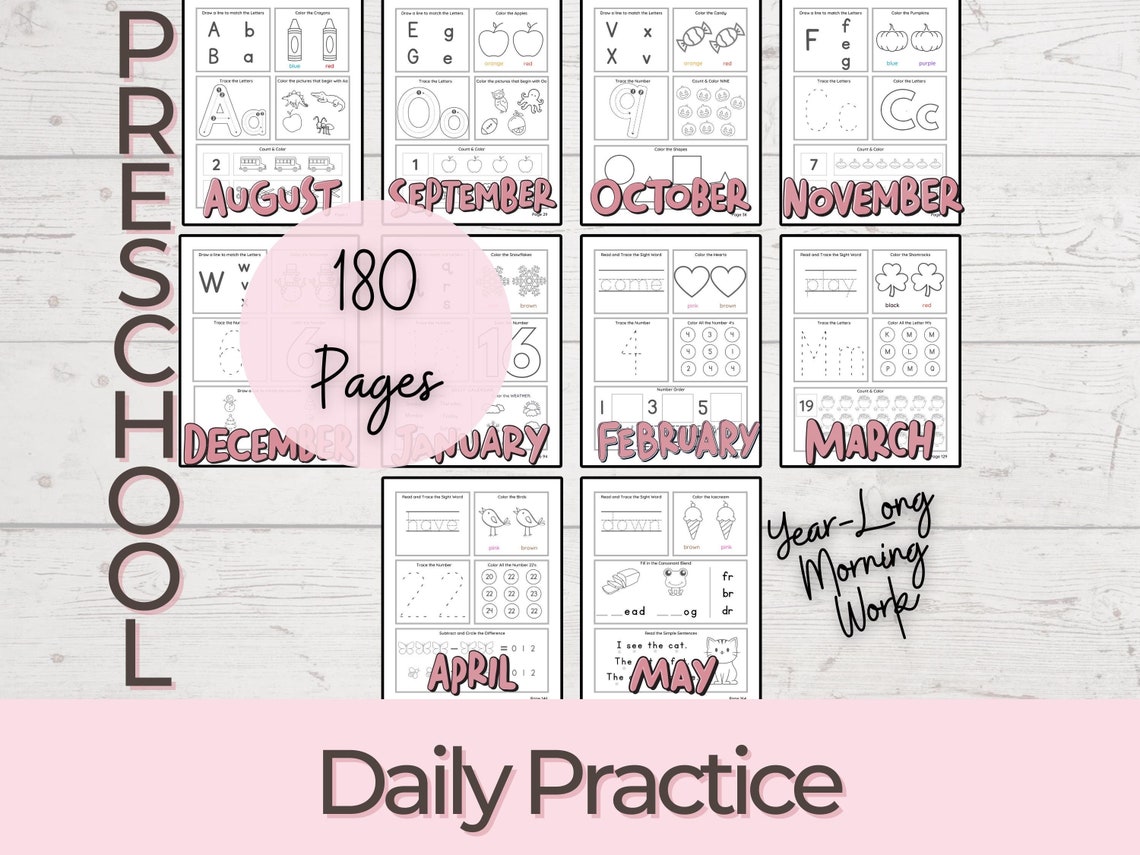 Pre-k Daily Review Sheets: Alphabet, Numbers, & More (PDF Printable) - Etsy