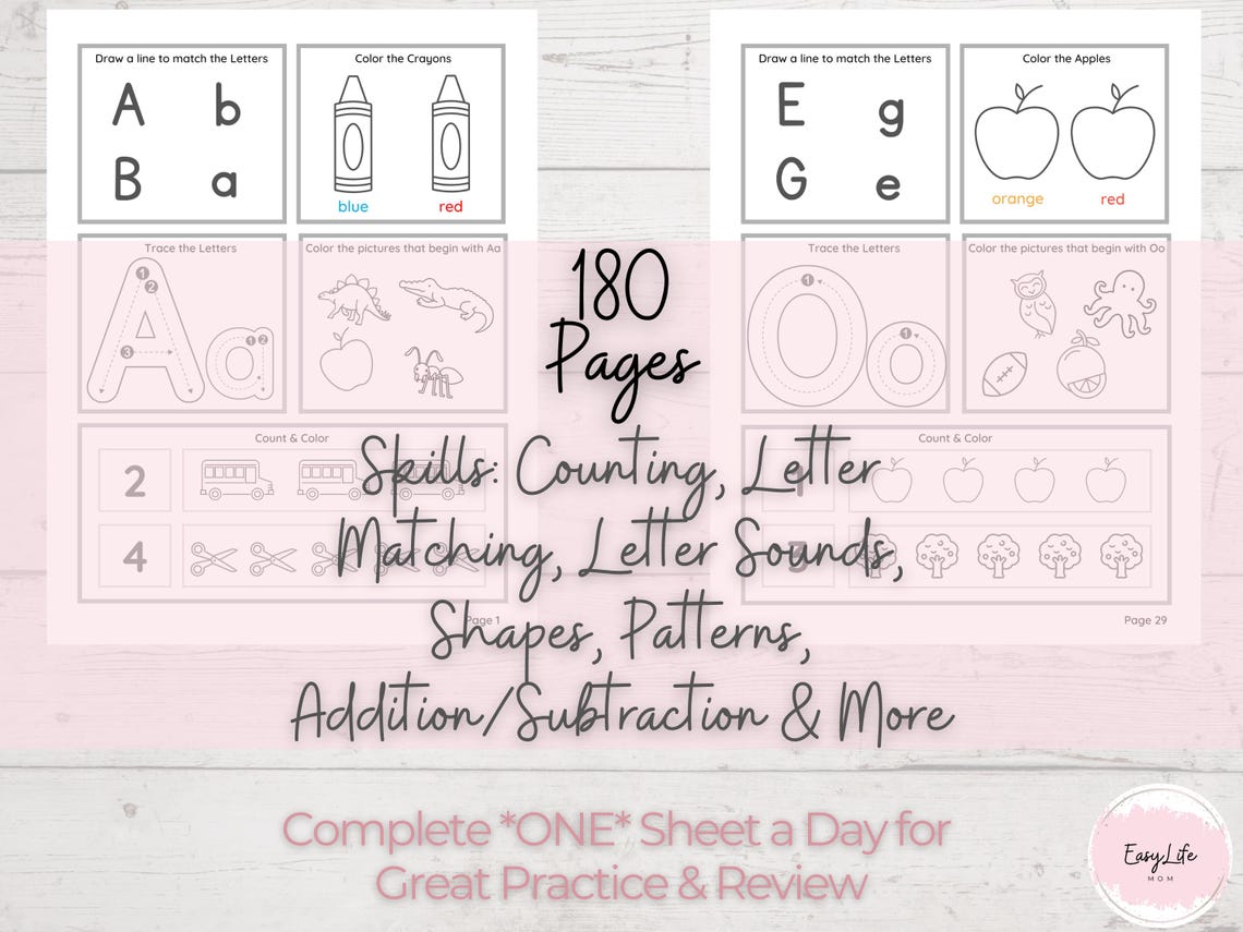 Pre-k Daily Review Sheets: Alphabet, Numbers, & More (PDF Printable) - Etsy