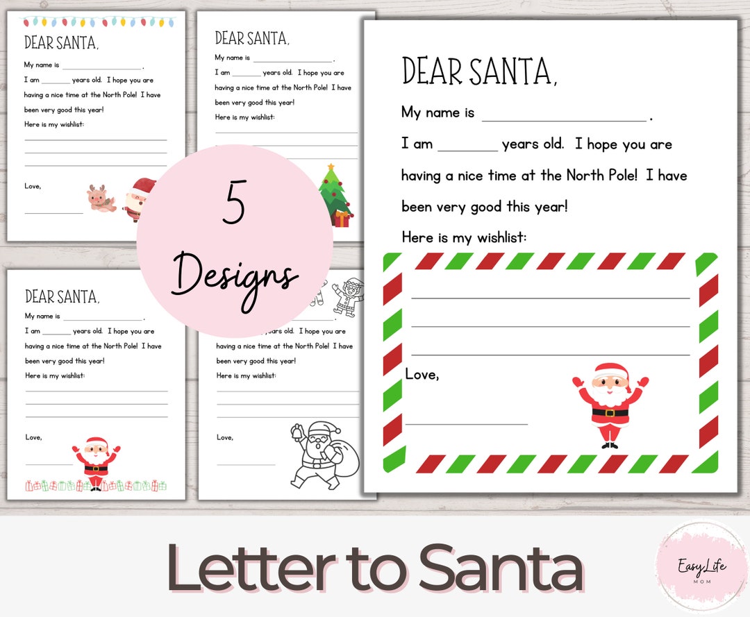 Dear Santa Letter Printable, Printable Christmas, Letter to Santa, Dear ...