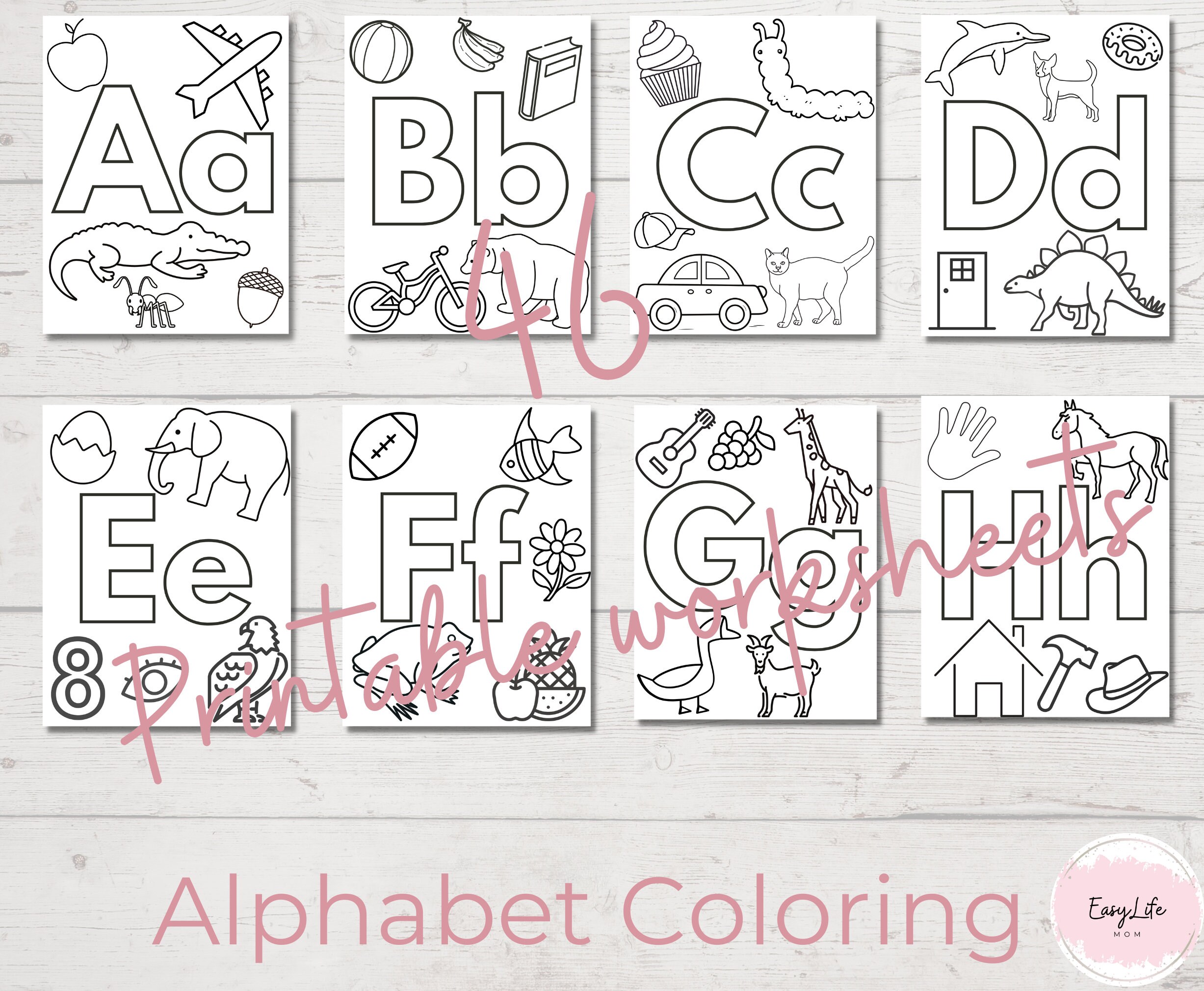 46 Printable Alphabet & Number Coloring Pages,preschool, Coloring Book ...