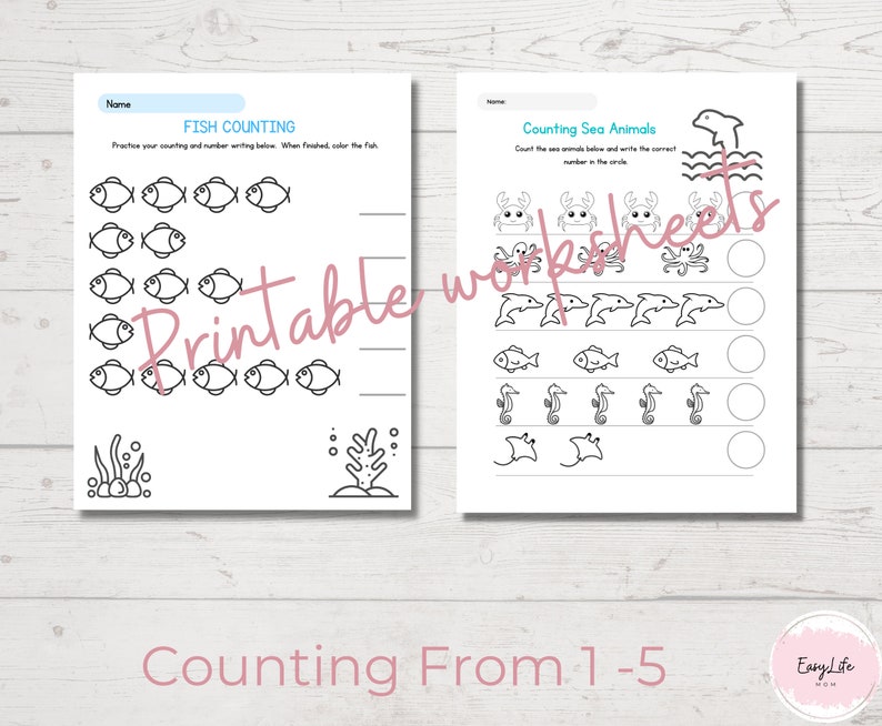 8 Counting Worksheets, Preschool, Prek Worksheets, Homeschool Printable ...