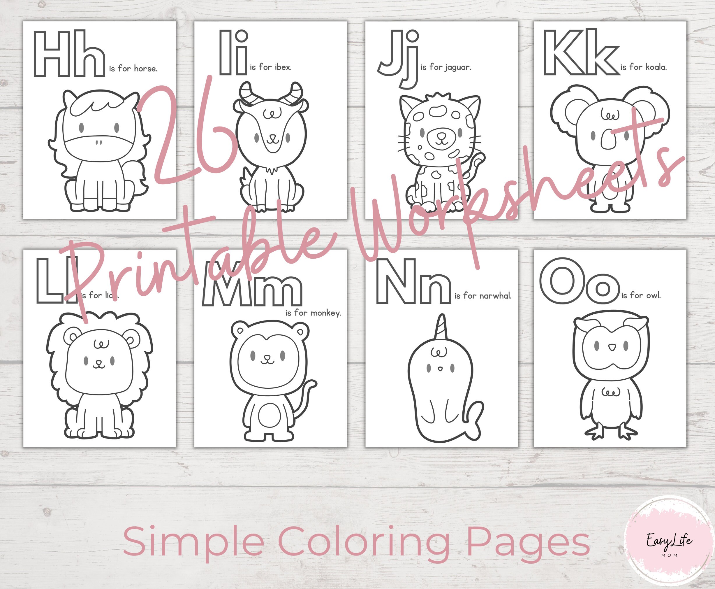 Animal ABC Coloring Pages: Preschool Homeschool Printable (PDF) - Etsy