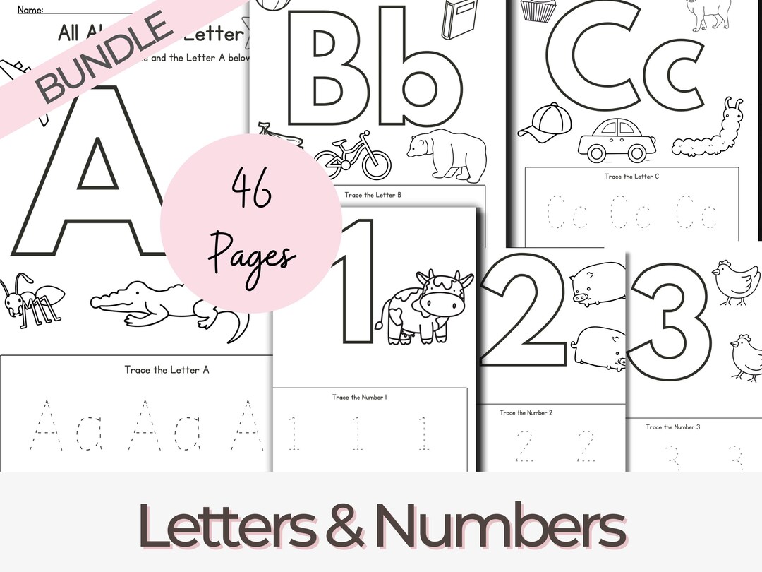 Letters & Numbers Tracing Worksheets, Preschool, Prek Worksheets ...