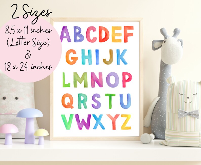 Rainbow Alphabet Print, Nursery Decor, Nursery Wall Art, Toddler ...