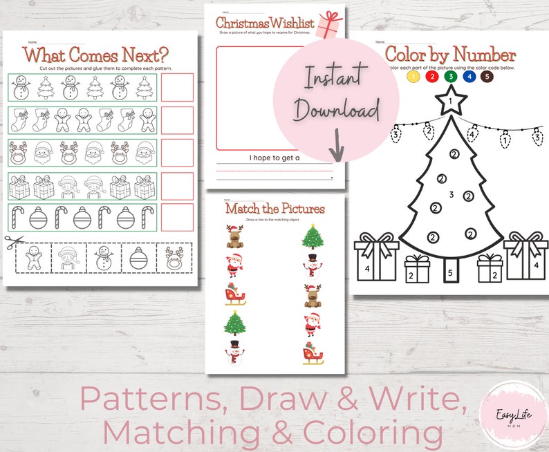 Christmas Activity Bundle: Preschool Worksheets, Coloring Pages (PDF ...