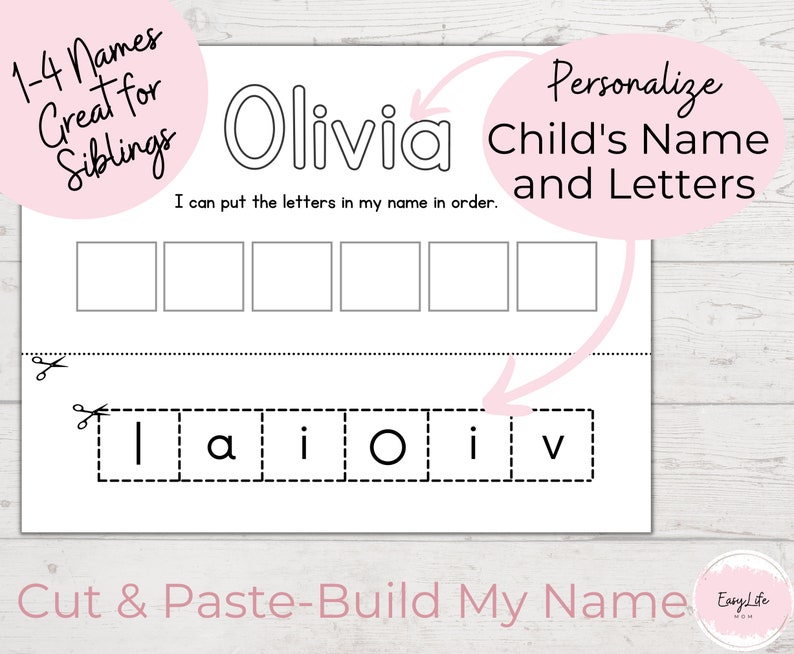 Personalized Name Practice Sheet: Build My Name (PDF Download) - Etsy