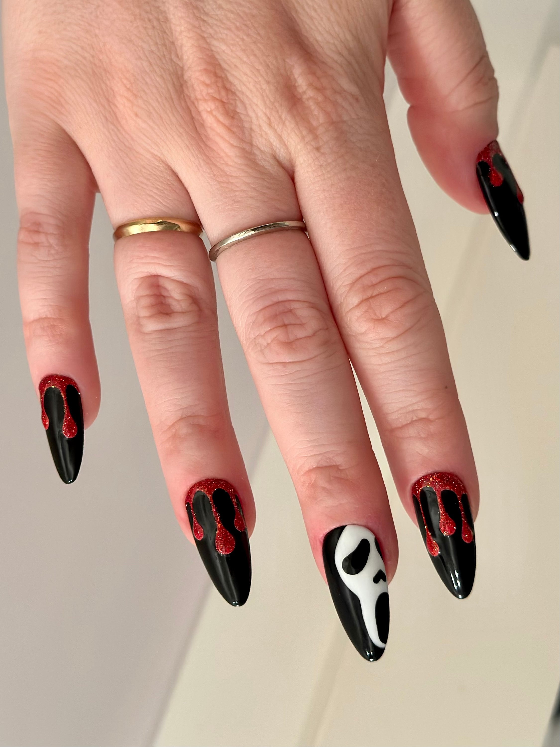Scream Movie Theme Press on Nails | Hand Painted Halloween Nails | Red ...