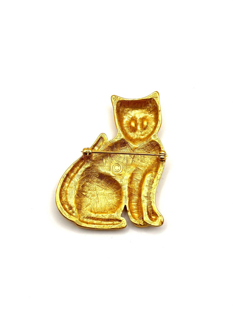 Mid Century Modern Matte Sitting Gold House Cat Vintage Brooch by Anne ...