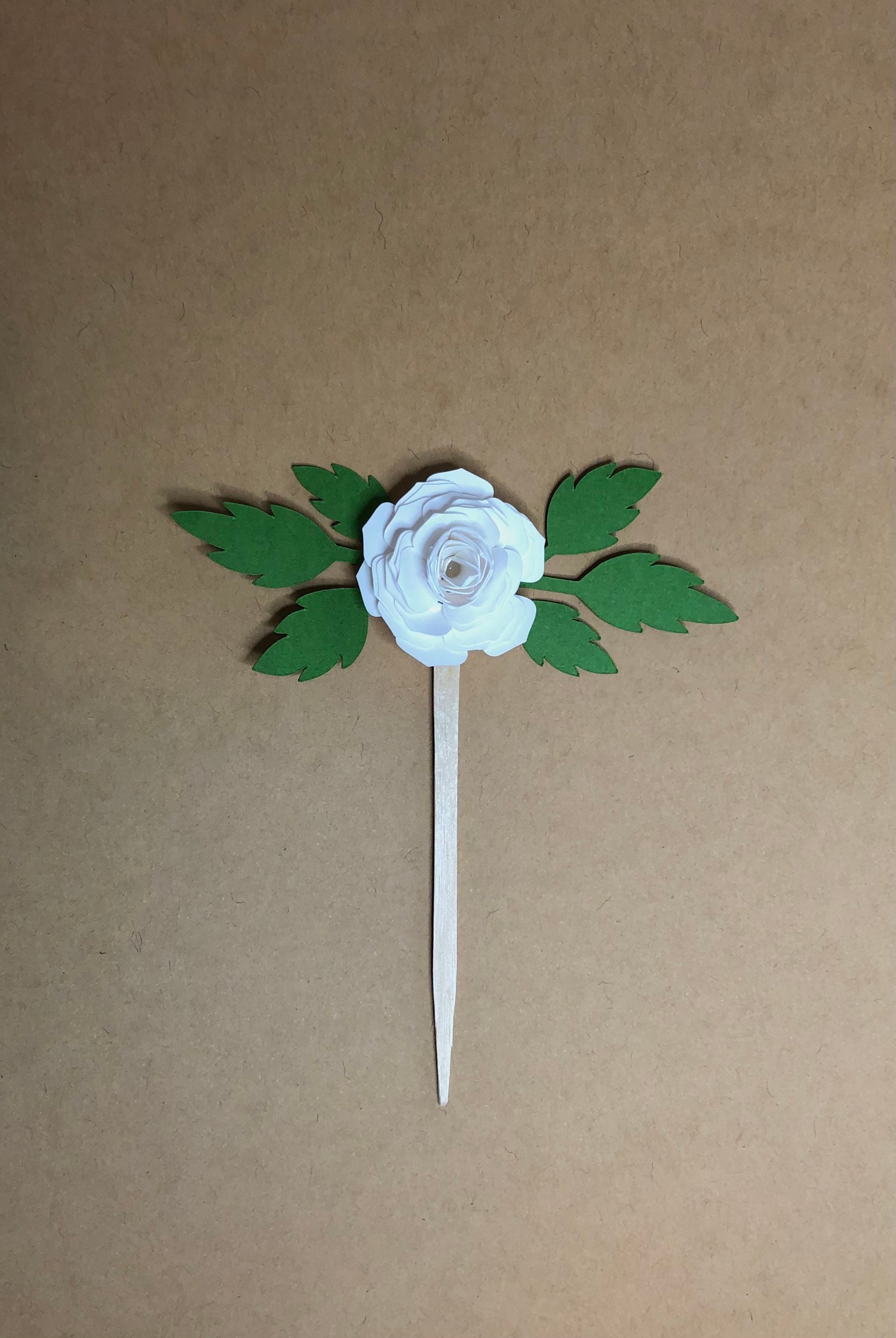 White Rose Cupcake Toppers - Etsy