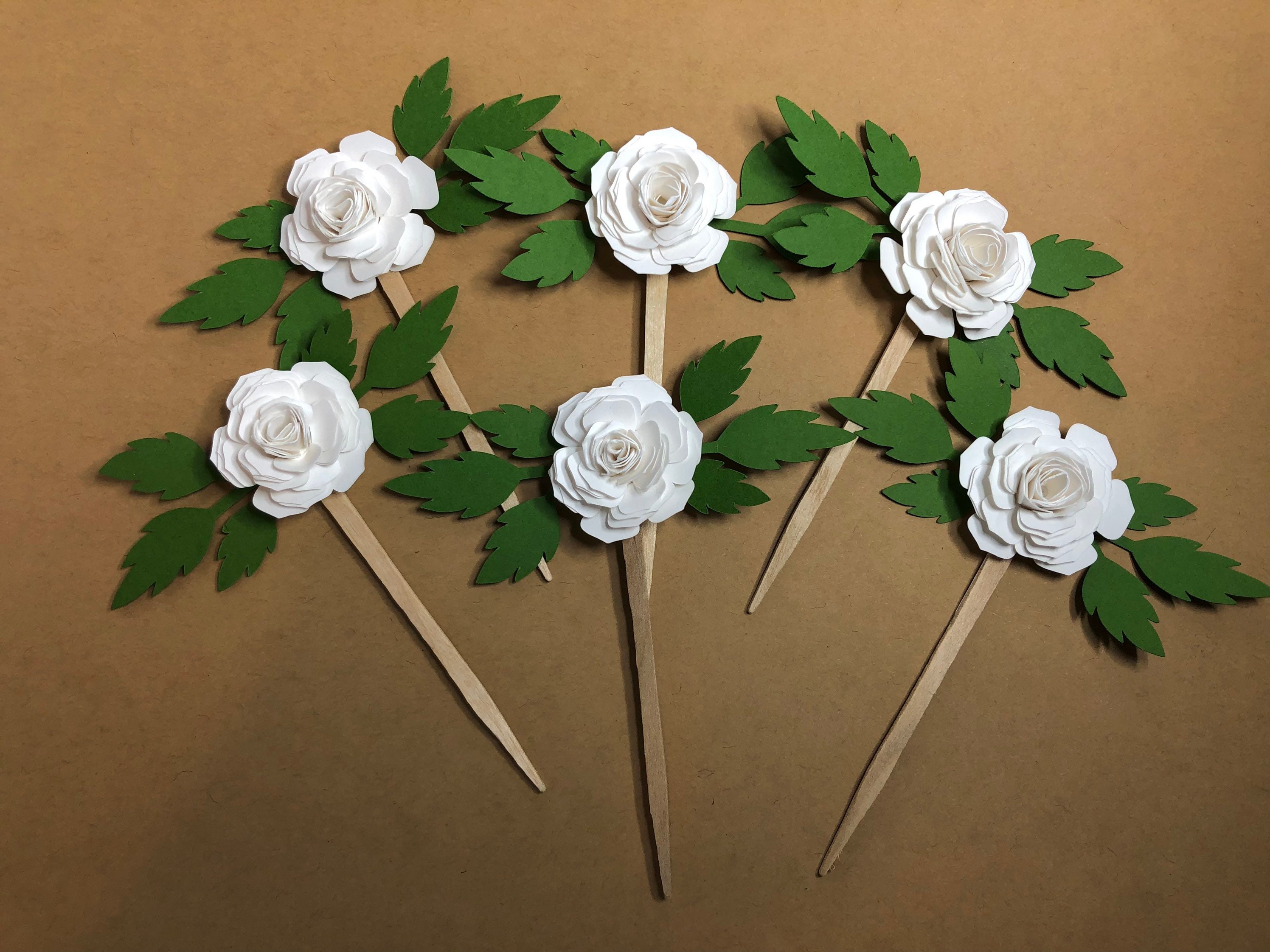 White Rose Cupcake Toppers - Etsy