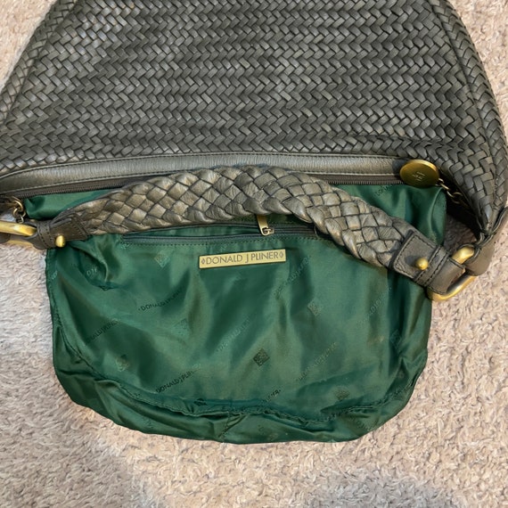 RARE Vintage Donald J Pilner Dark Green Leather Woven… - Gem