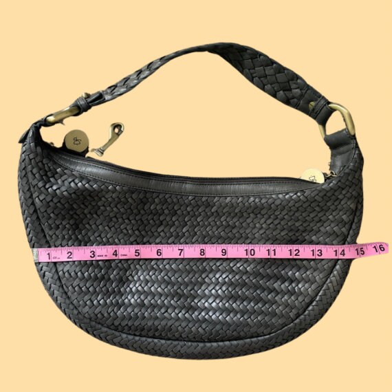 RARE Vintage Donald J Pilner Dark Green Leather Woven… - Gem