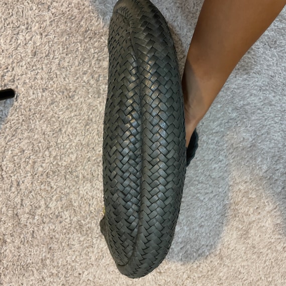 RARE Vintage Donald J Pilner Dark Green Leather Woven… - Gem