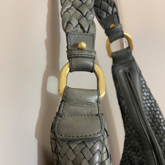 RARE Vintage Donald J Pilner Dark Green Leather Woven… - Gem