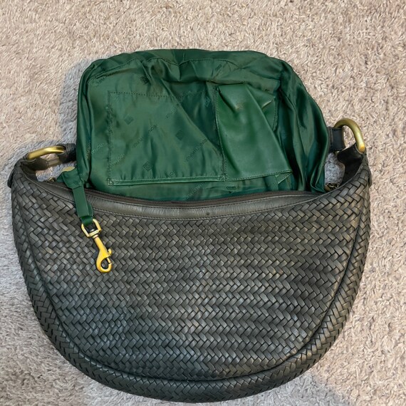 RARE Vintage Donald J Pilner Dark Green Leather Woven… - Gem