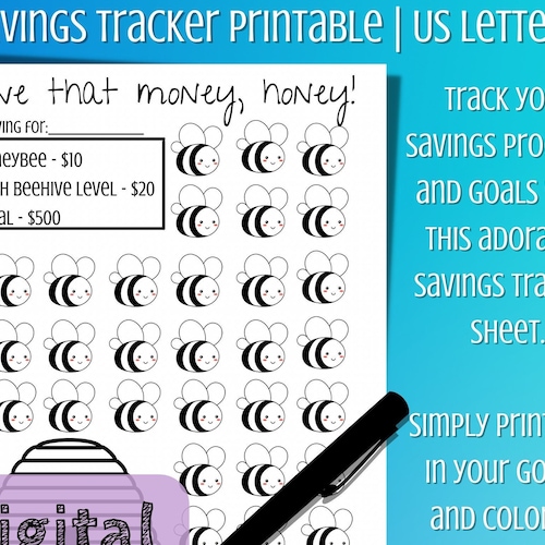 Bee Money Challenge Printable Bundle Savings Tracker - Etsy