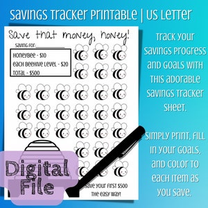 Bee Money Challenge Printable Bundle Savings Tracker - Etsy