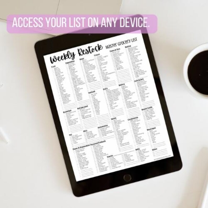 Editable Weekly Restock Master Grocery List Canva Template | Instant ...