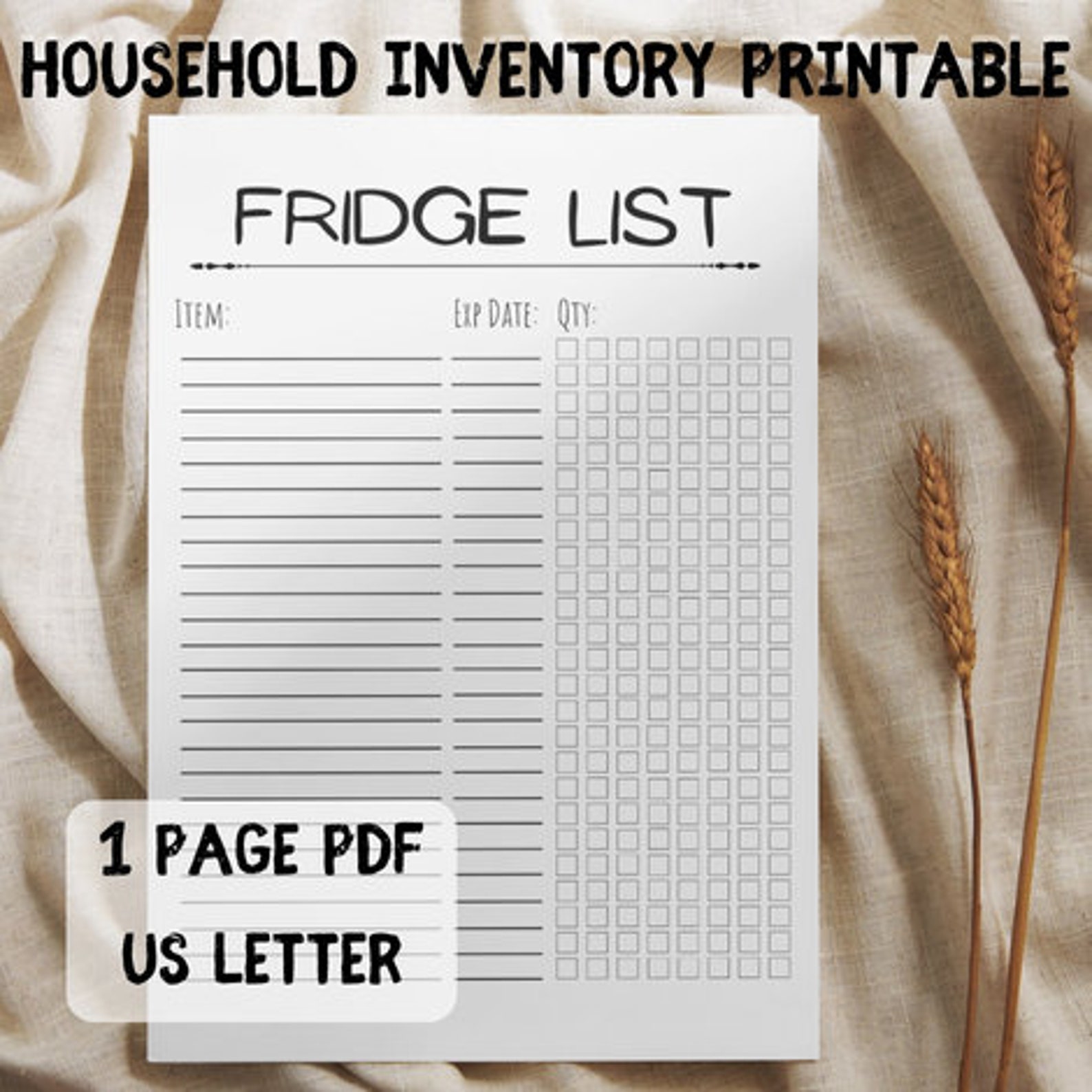 Refrigerator Inventory List With Expiration Dates Printable Worksheet ...