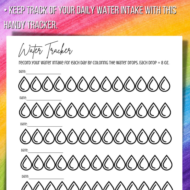 Water Tracker Printable Printable Habit Tracking Journal - Etsy