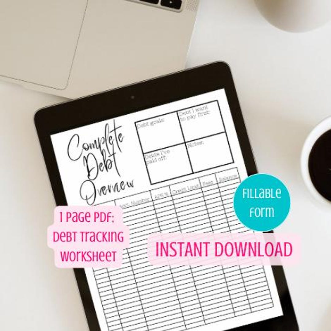 Fillable Complete Debt Overview PDF | Fillable Form Instant Download - Etsy