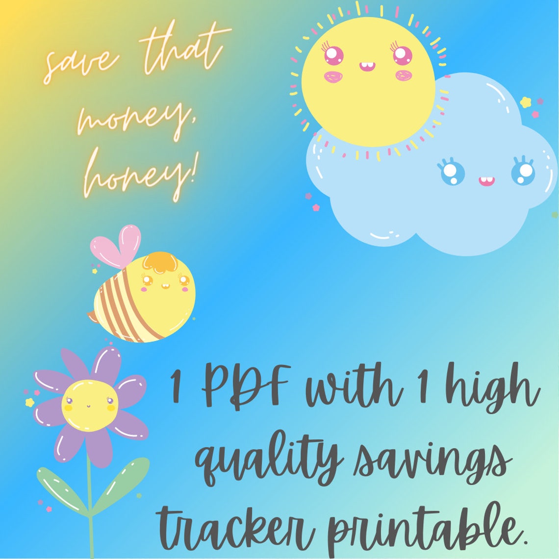 Bee Money Challenge Printable Bundle Savings Tracker Worksheets Instant ...