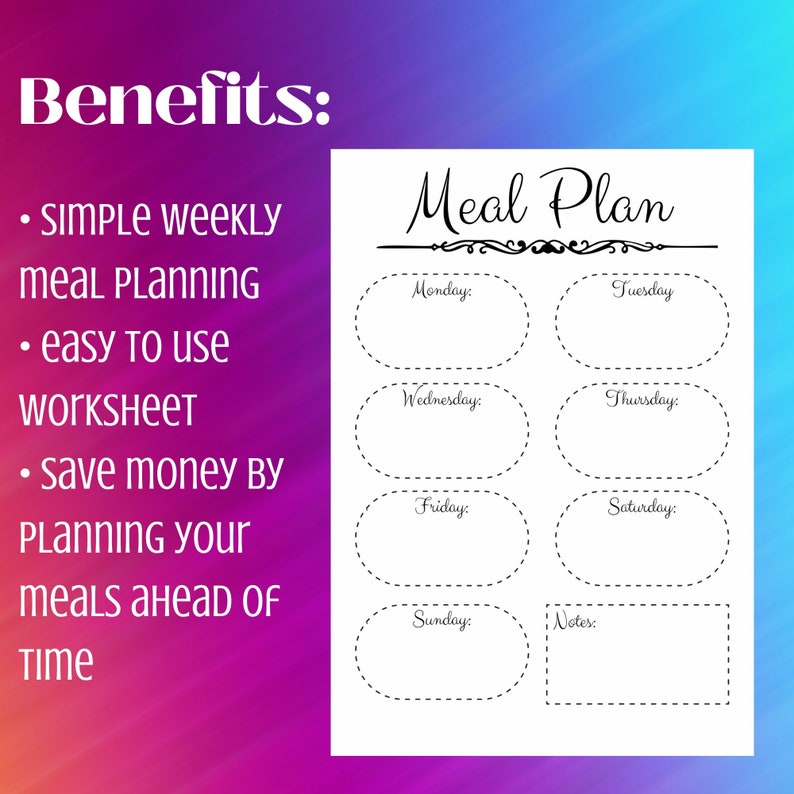 Paquete imprimible de lista de compras y planificador de comidas ...