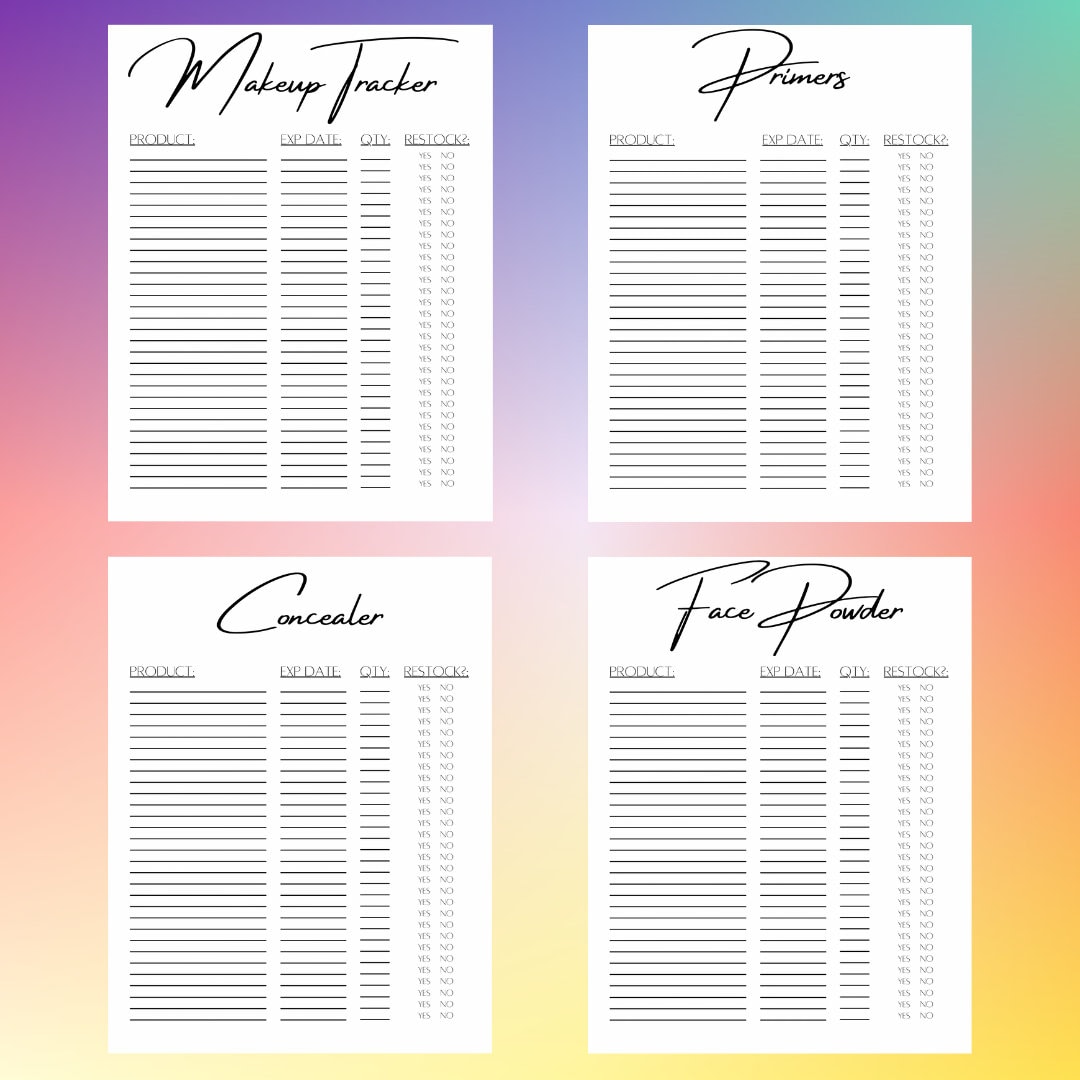 Ultimate Makeup Tracker Printable Inventory Sheets 18 Pgs | Instant ...
