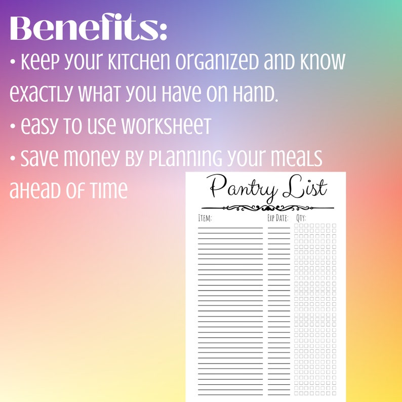 Pantry Inventory Printable With Expiration Date Tracker Instant ...