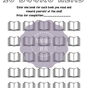 Printable Book Log Reading Tracker 25 Books Read Instant Download - Etsy
