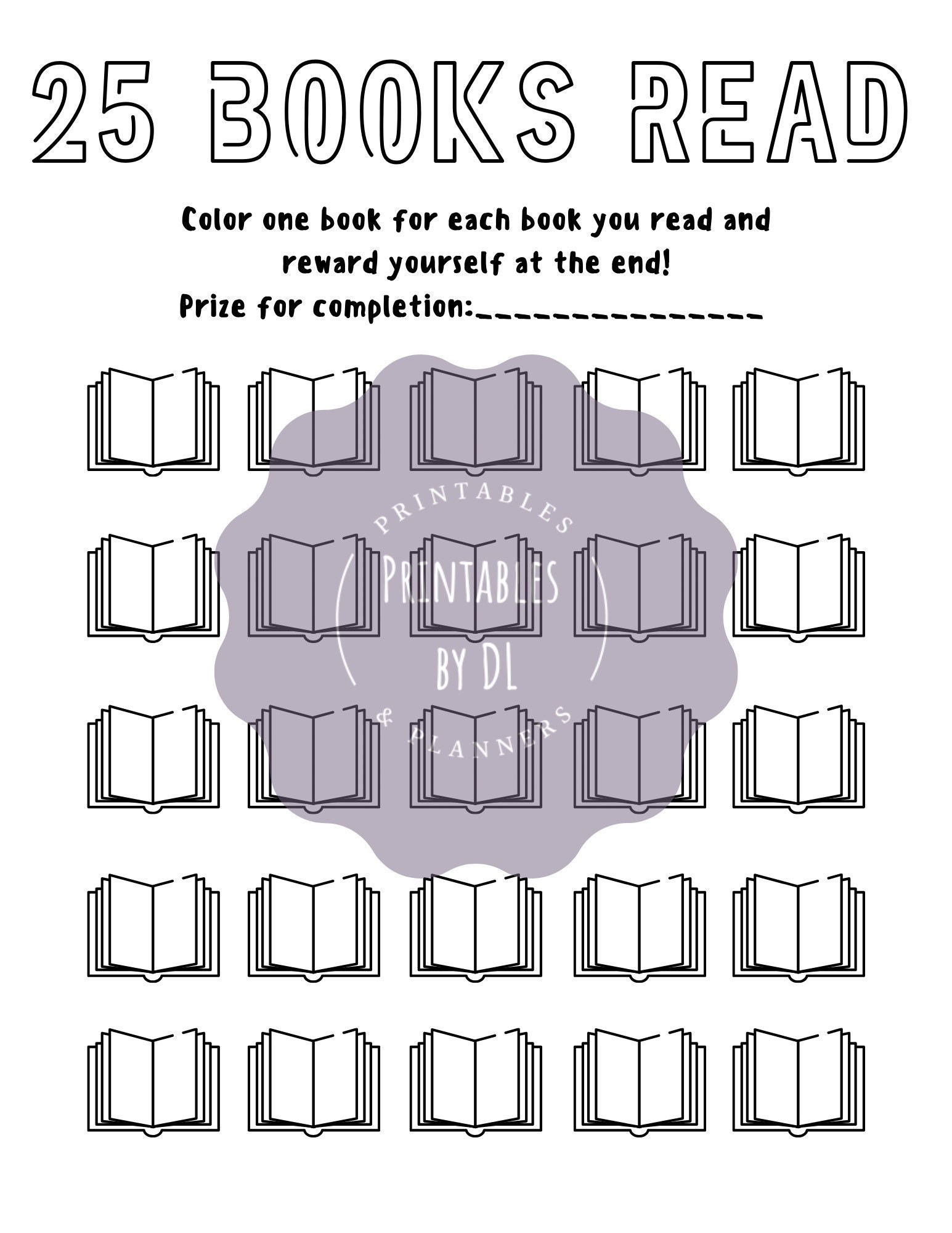 Printable Book Log Reading Tracker | 25 Books Read | Instant Download ...