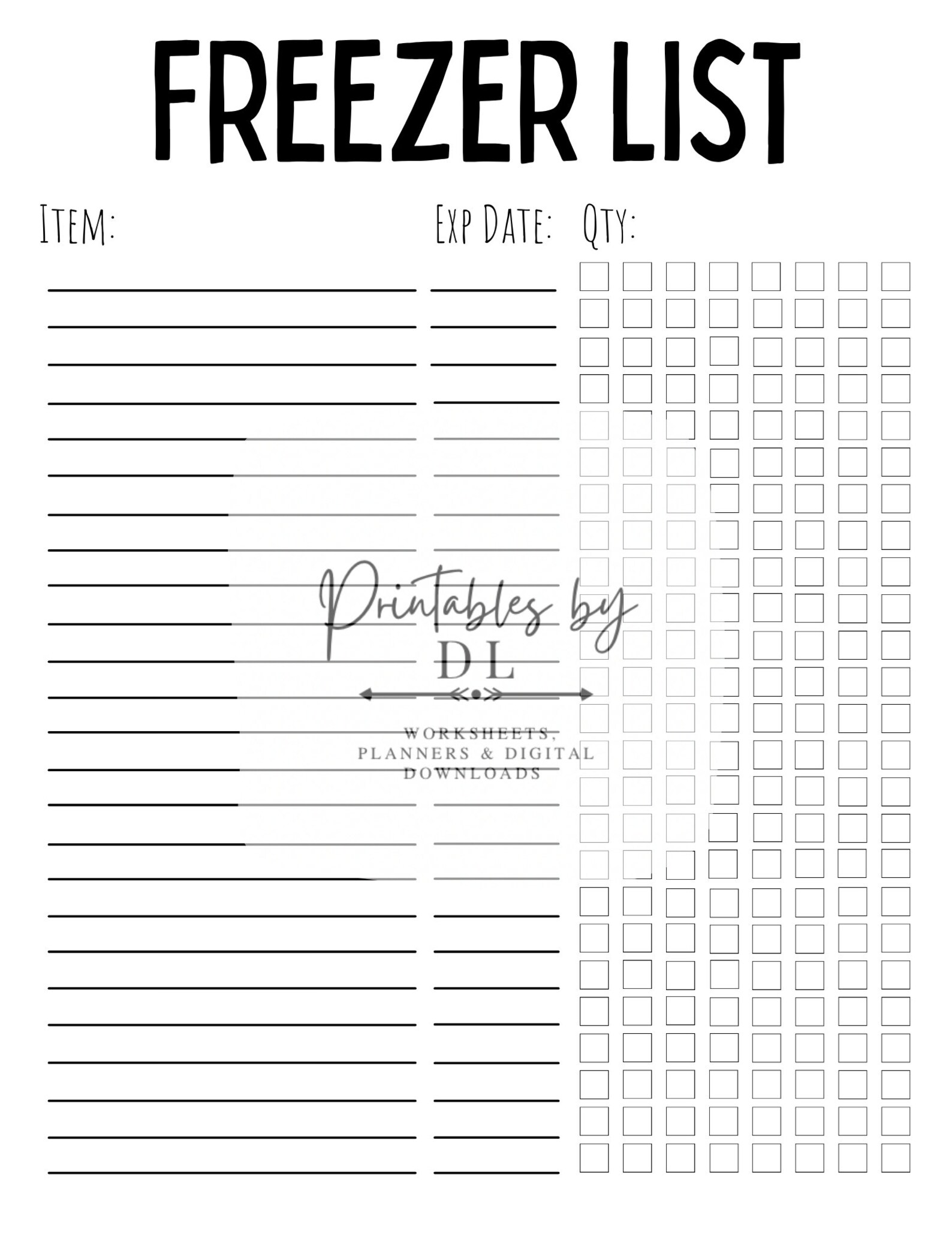 Freezer Inventory Printable With Expiration Date Tracking and Flowers ...
