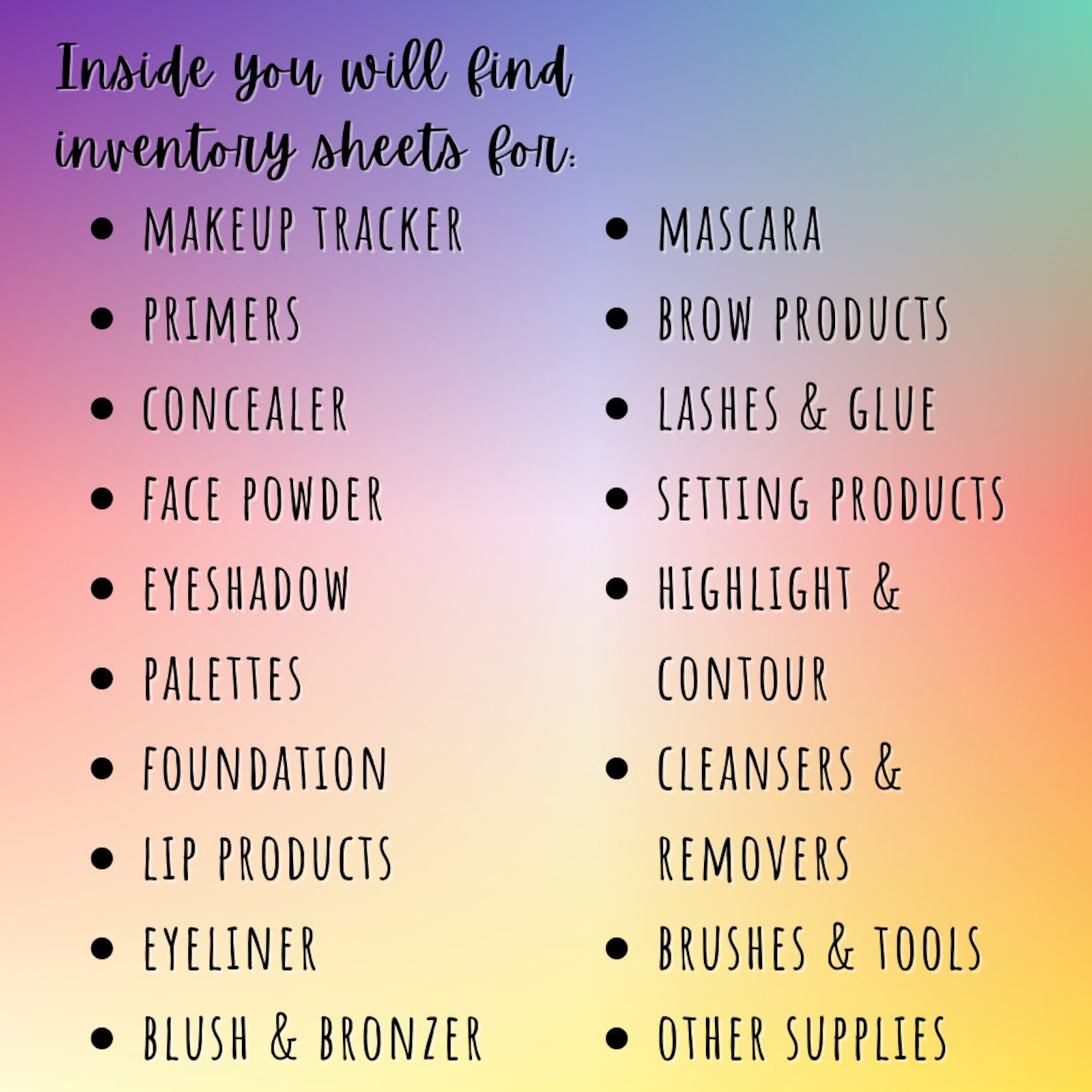Ultimate Makeup Tracker Printable Inventory Sheets 18 Pgs | Instant ...