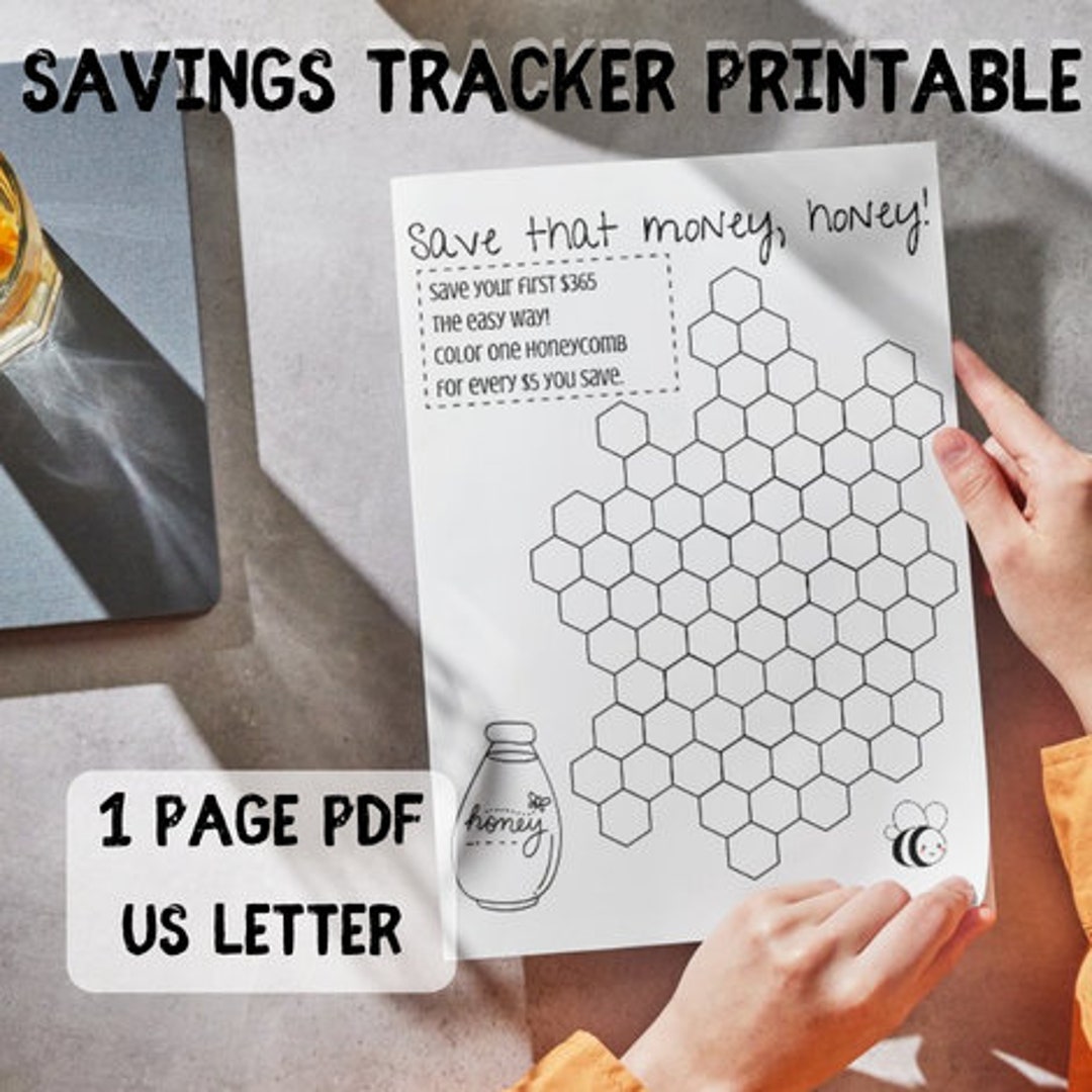 Bee Savings Challenge Money Tracker Printable | Save That Money, Honey ...