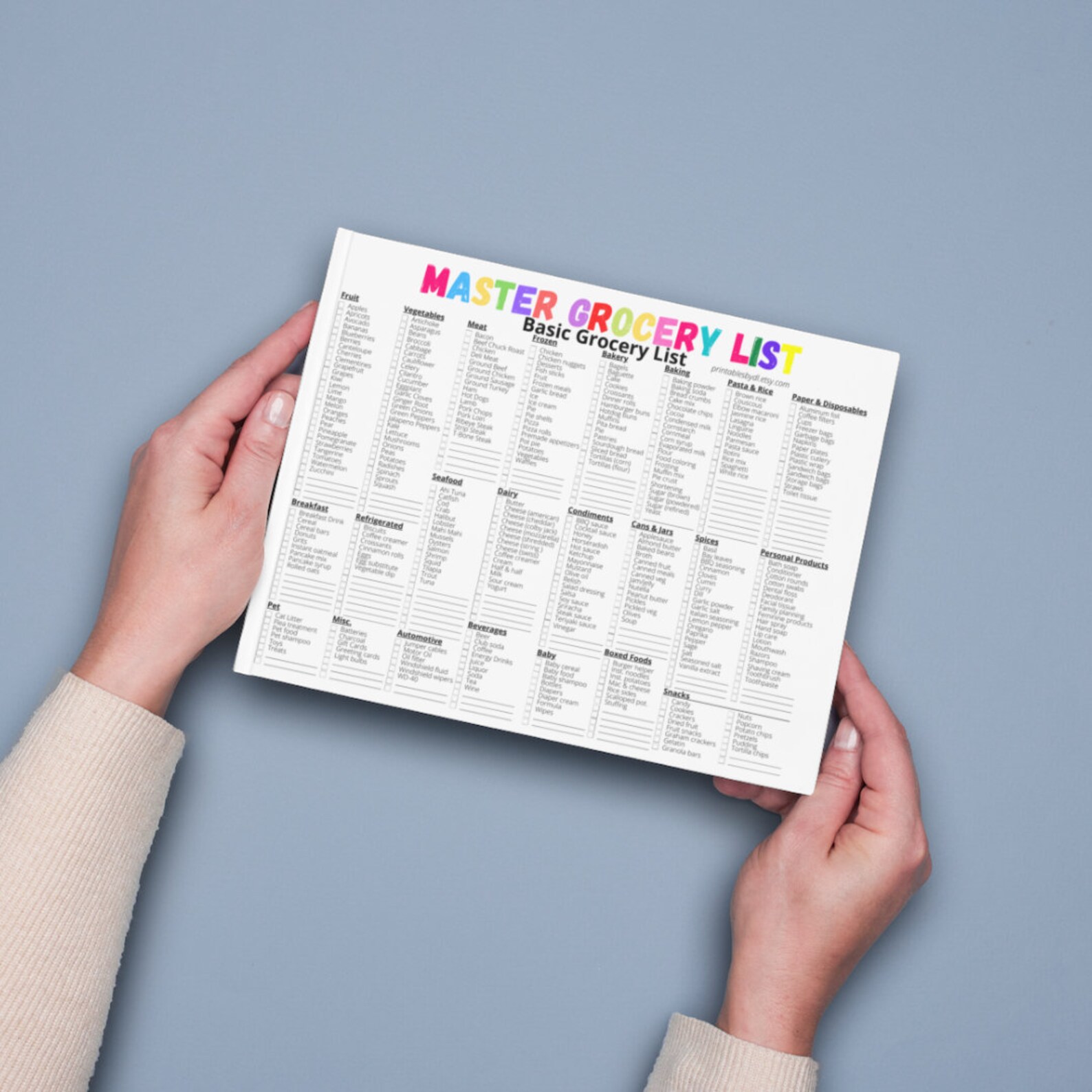 Master Grocery List Printable With Divided Sections Instant Download - Etsy