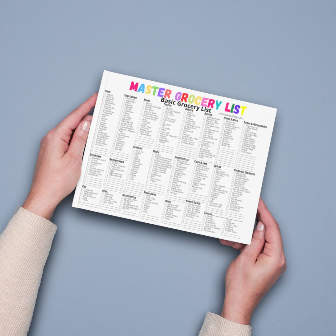 Master Grocery List Printable With Divided Sections Instant Download - Etsy