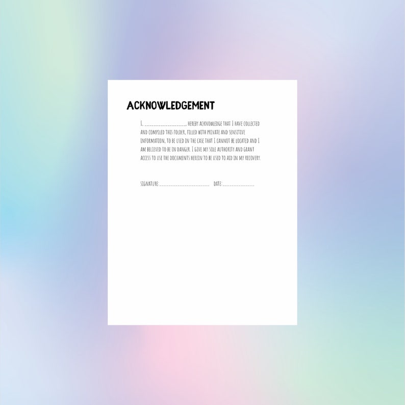 If I Go Missing Emergency Binder Printables | 23 Page PDF - Etsy
