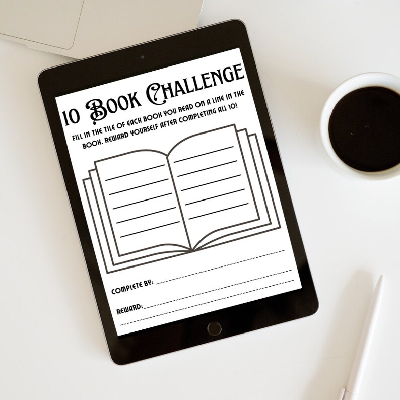 10 Book Challenge Printable Book Log Reading Tracker Book Stack Reading ...