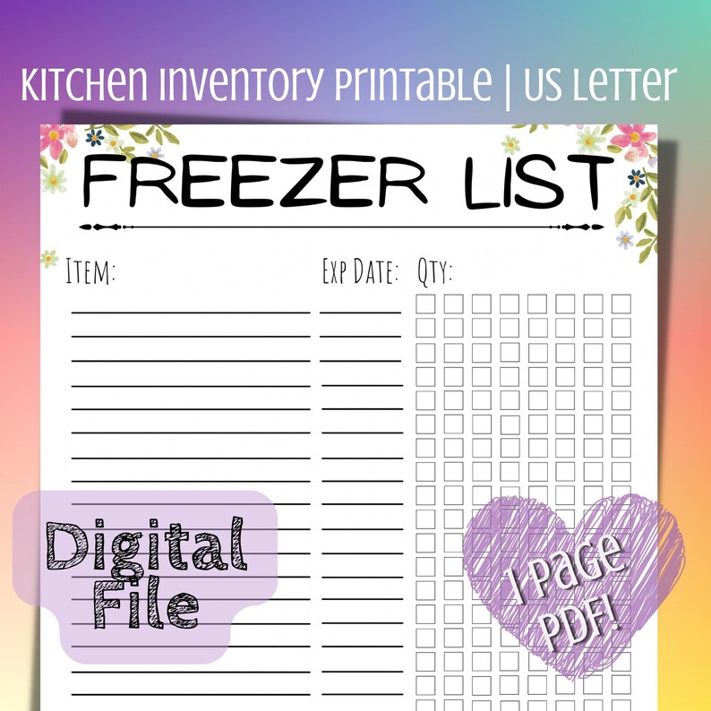 Freezer Inventory Printable With Expiration Date Tracking and - Etsy