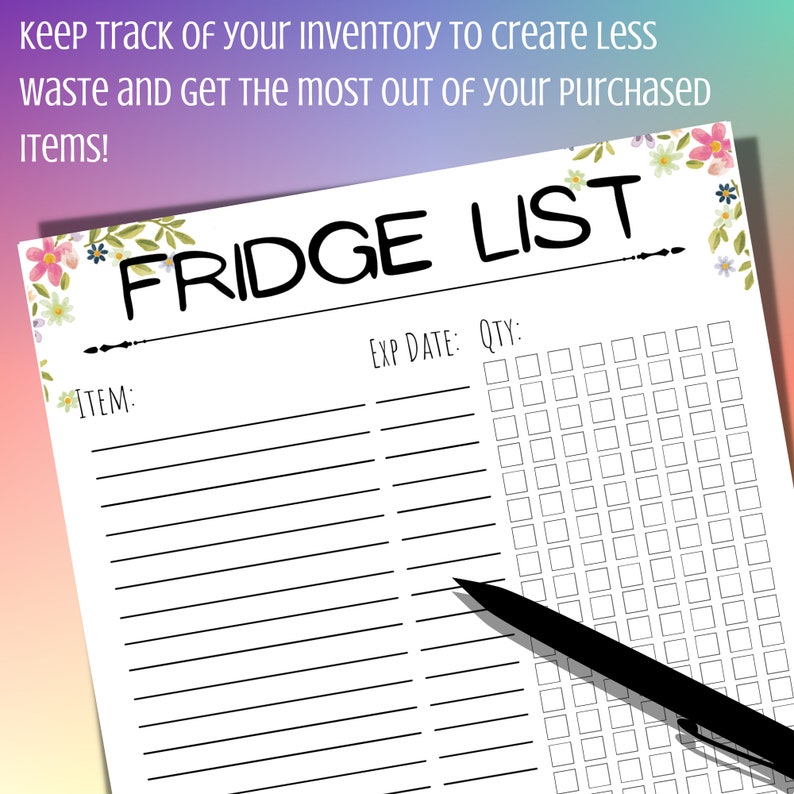 Refrigerator Inventory List With Expiration Dates Printable - Etsy